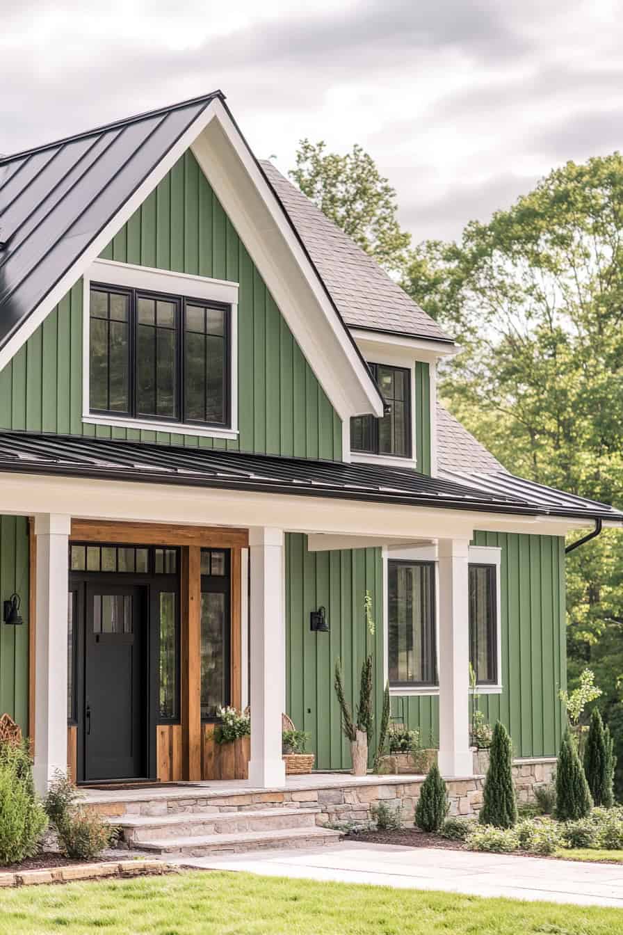 Green Modern Farmhouse Exterior: Sustainable Elegance Meets ...