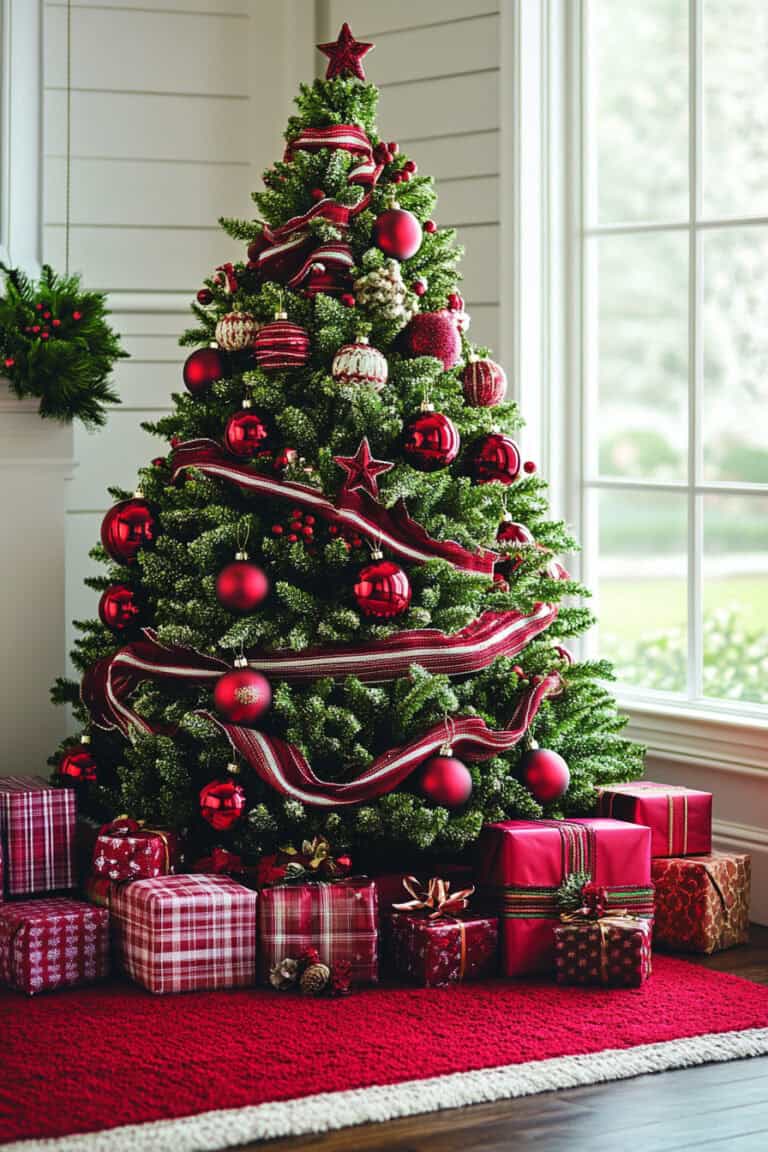 8 Red Christmas Tree Ideas: Festive And Beautiful | The Olive Branch Nest