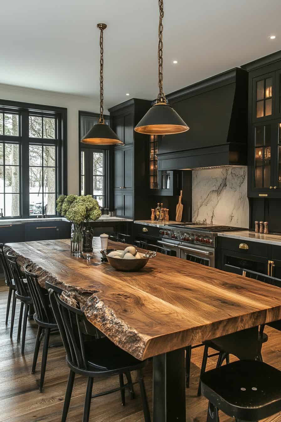 The Timeless Appeal Of Black Kitchens With Wood Accents | The Olive ...