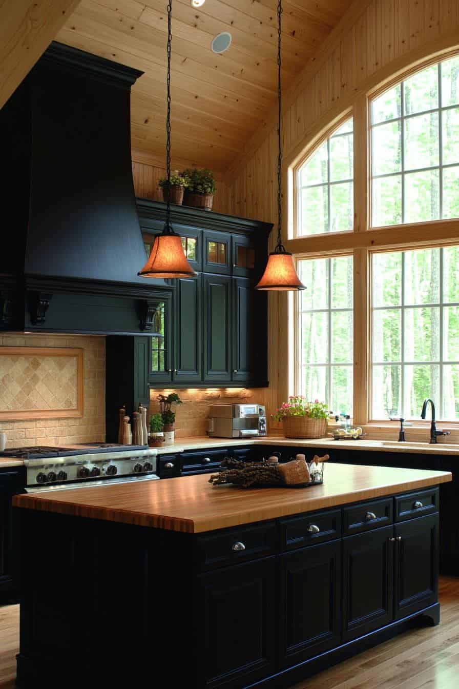 The Timeless Appeal Of Black Kitchens With Wood Accents | The Olive ...