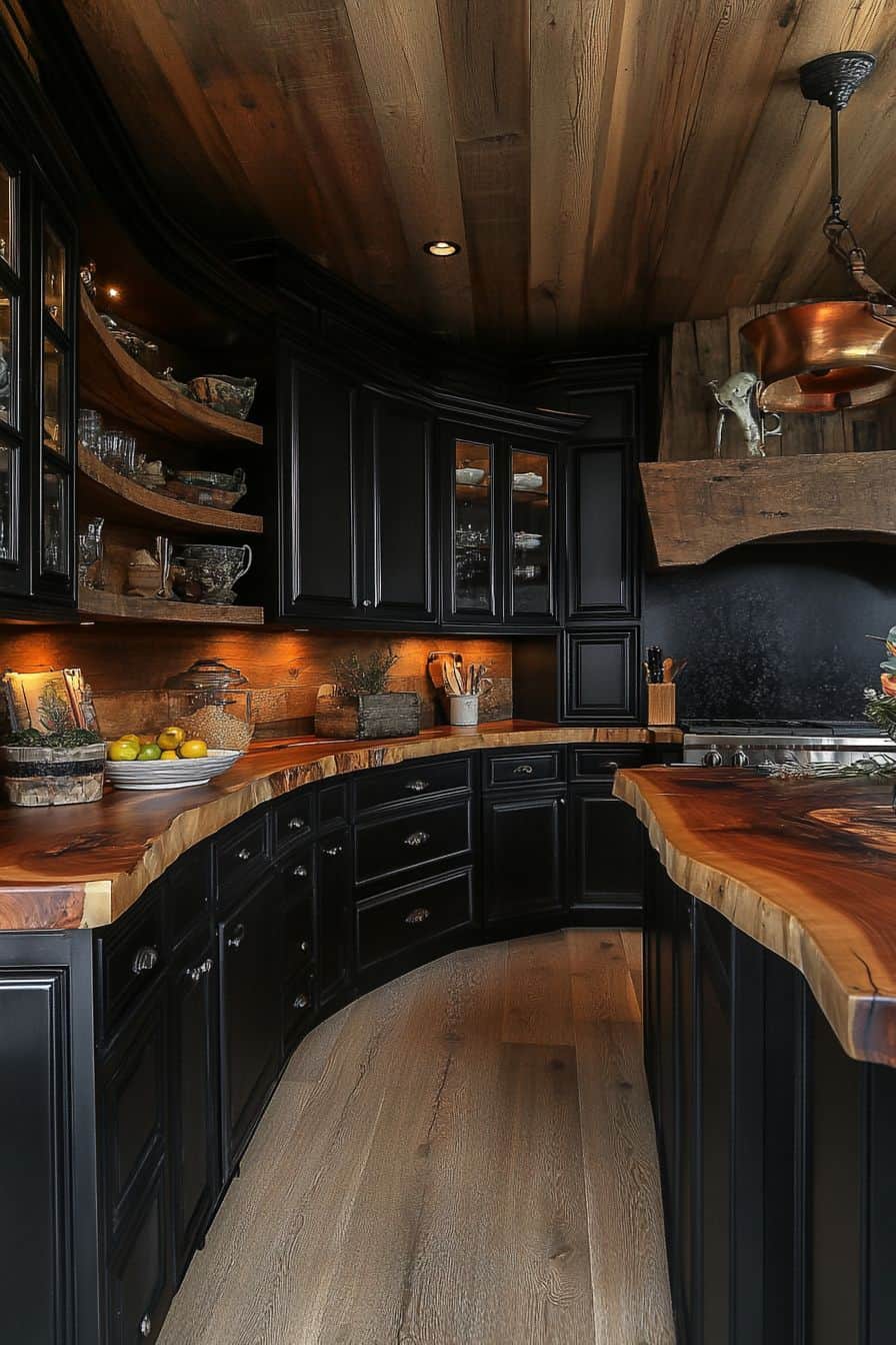 The Timeless Appeal Of Black Kitchens With Wood Accents | The Olive ...