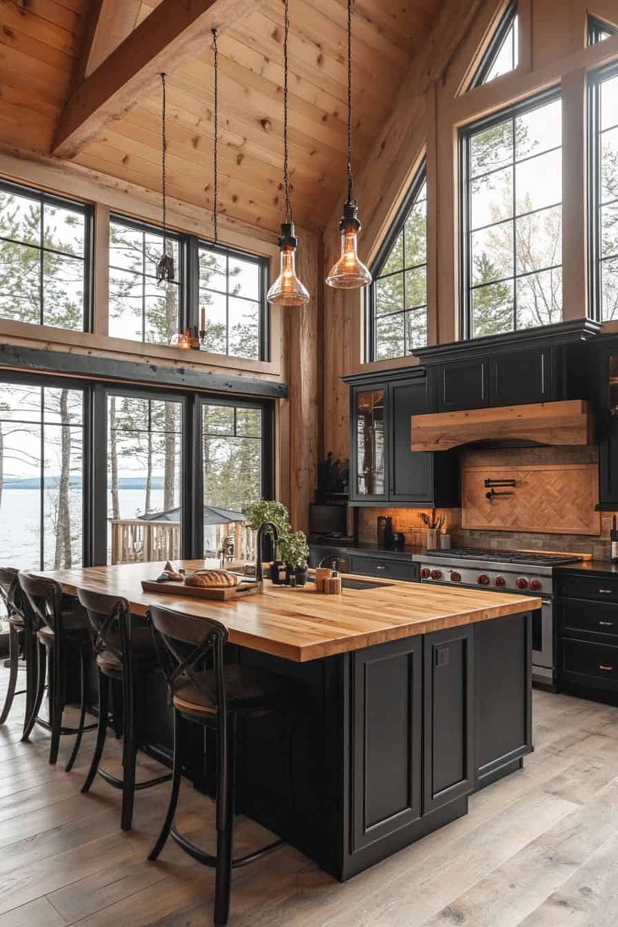 The Timeless Appeal Of Black Kitchens With Wood Accents | The Olive ...