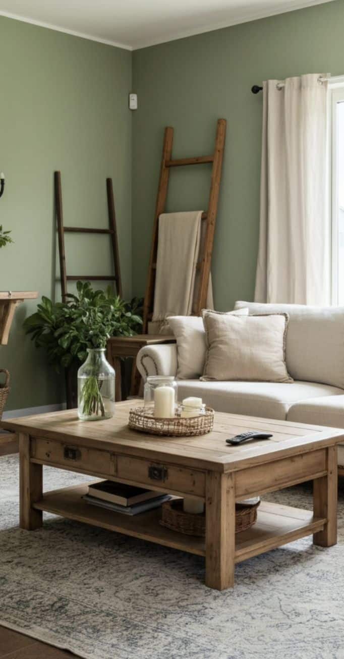 Sage Green Farmhouse Living Room